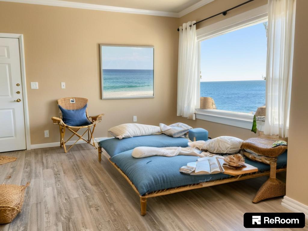 Living Room in Coastal Breeze Style - ReRoom AI