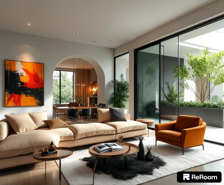 Living Room in Modern Fusion Style - ReRoom AI
