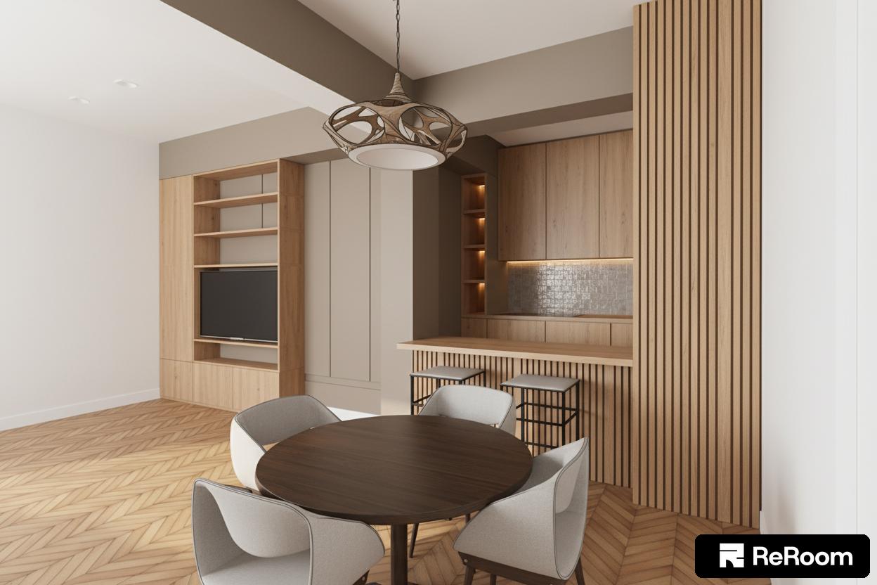 Living Room in Modern Fusion Style - ReRoom AI
