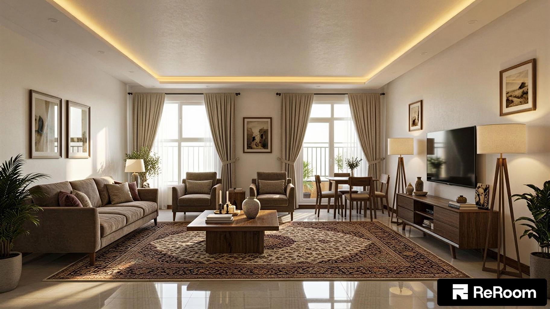 Living Room in Modern Fusion Style - ReRoom AI