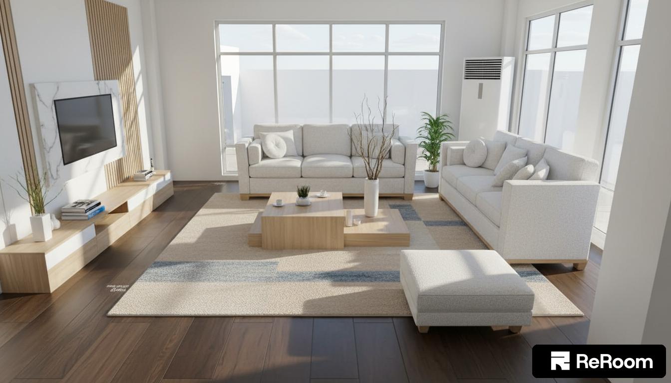Living Room in Coastal Breeze Style - ReRoom AI
